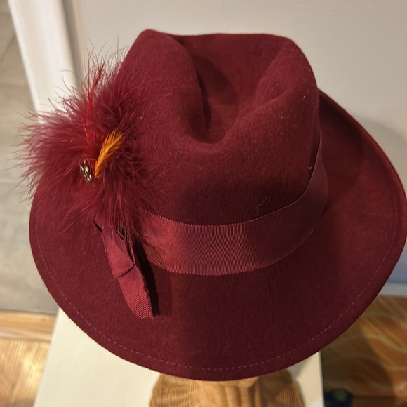 DoeSkin | Accessories | Vintage Burgundy Doeskin Wool Felt Hat With ...